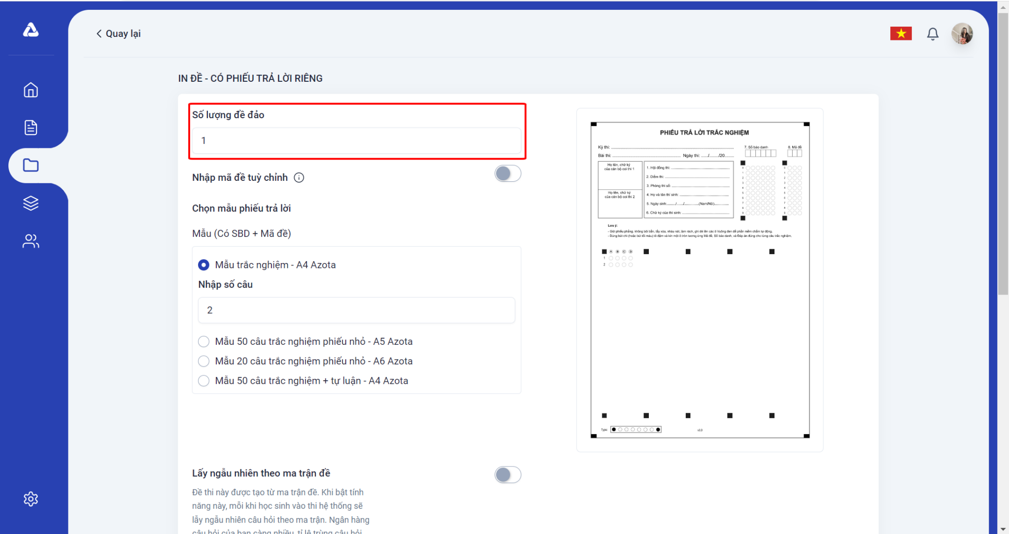 Tải xuống đề thi - Hướng dẫn sử dụng Azota