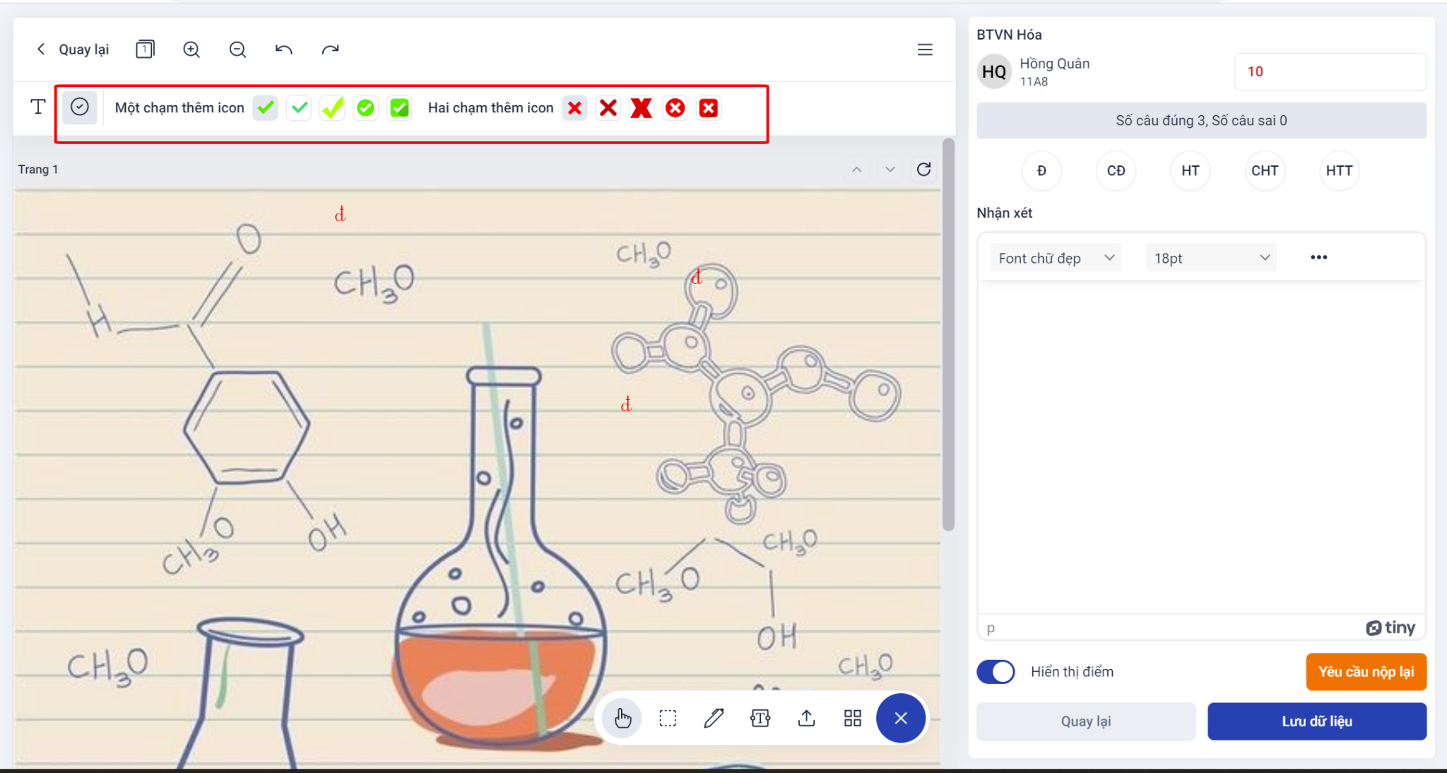 Thay đổi font chữ, icon đúng/sai - Hướng dẫn sử dụng Azota