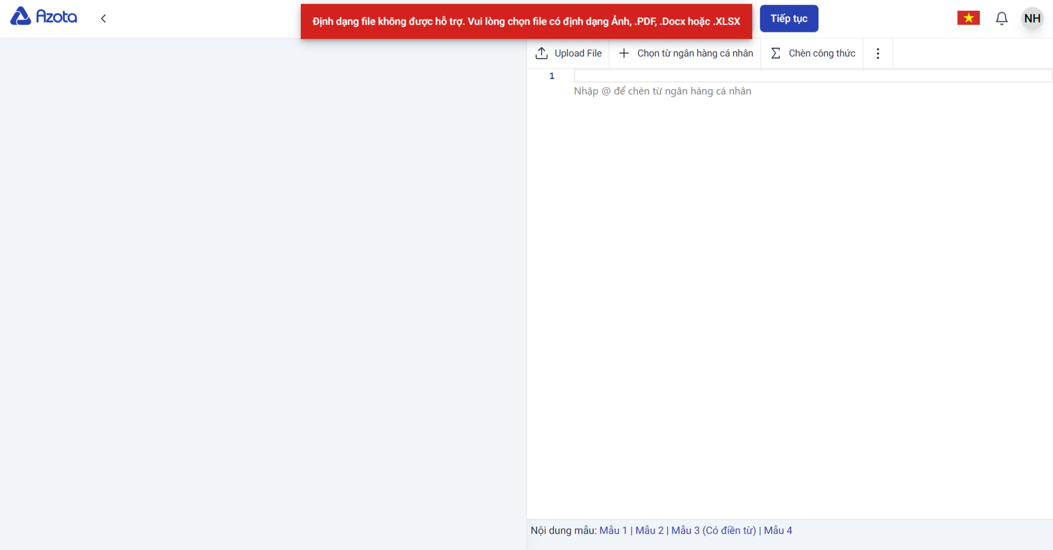 Lỗi thường gặp khi tạo đề docx - Hướng dẫn sử dụng Azota